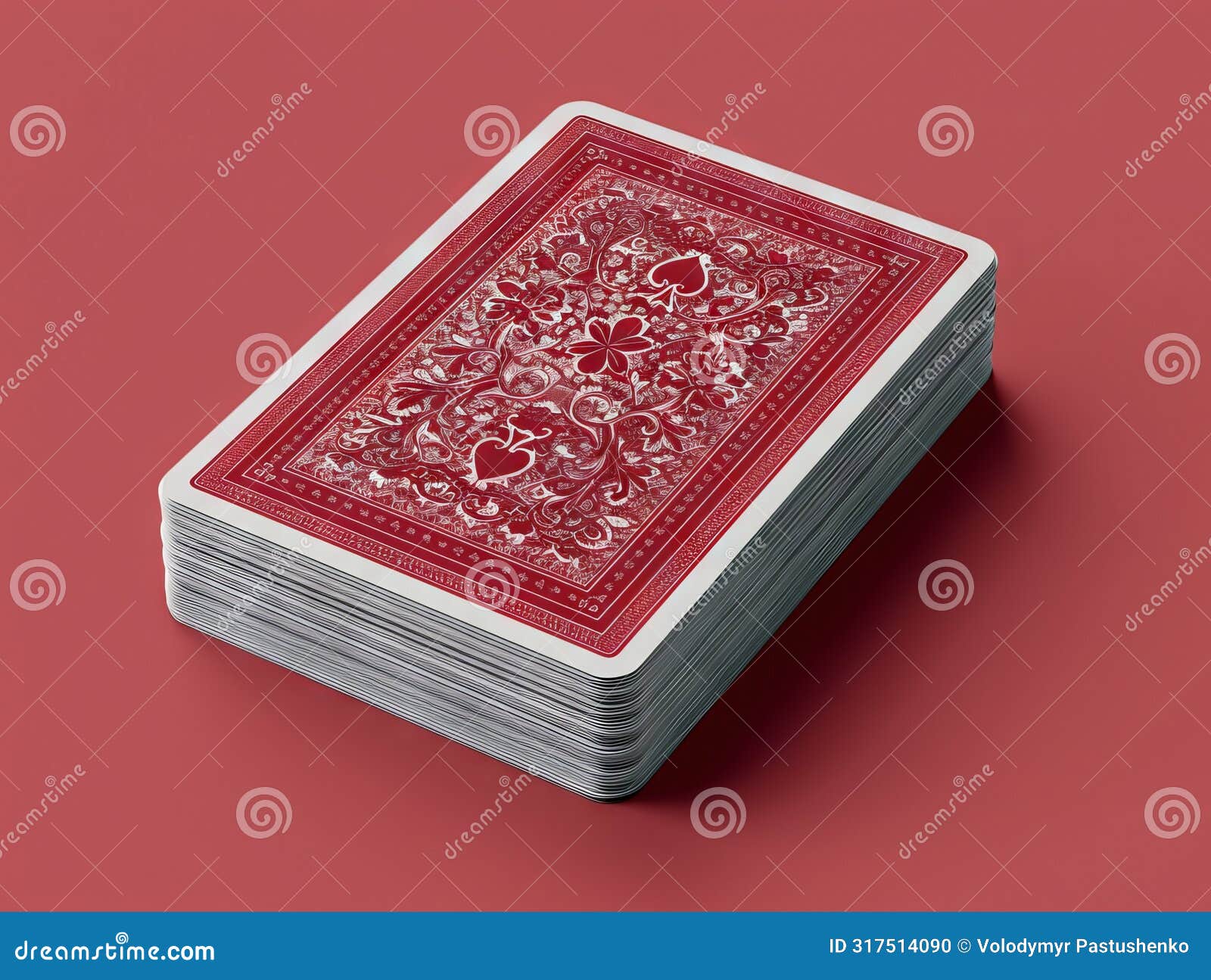 A Stack of Red Playing Cards on a Pink Background Stock Photo - Image ...
