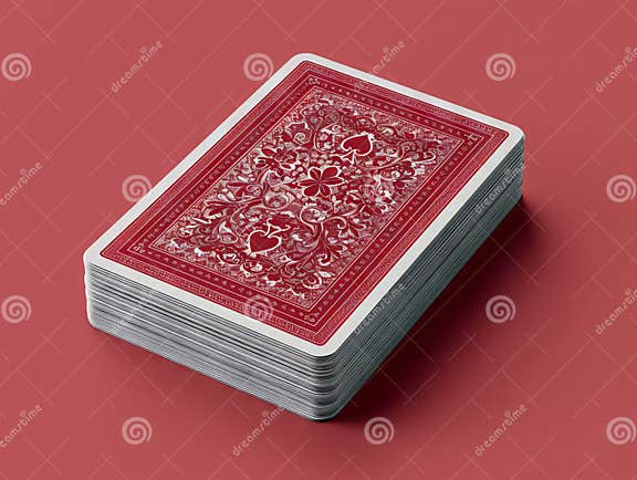 A Stack of Red Playing Cards on a Pink Background Stock Photo - Image ...