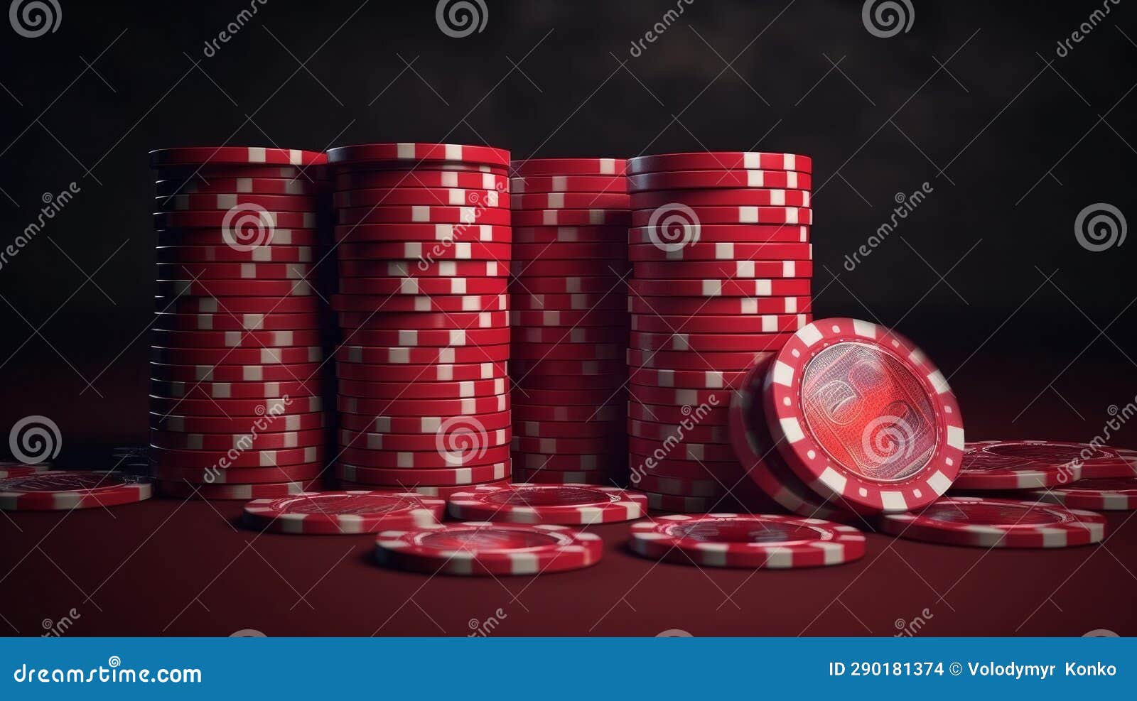 A Stack of Red and White Poker Chips on a Green Felt Table. Generative ...