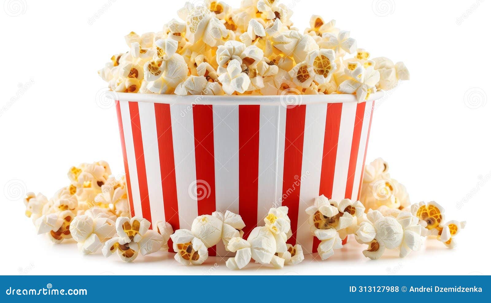 Stack of Red and White Popcorn Buckets Isolated on White Stock Photo ...