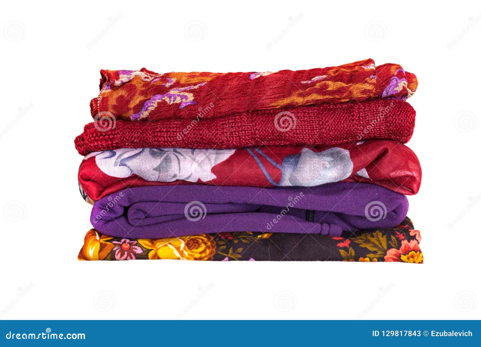 Stack Red Winter Clothes Isolated on White Background Stock Image ...