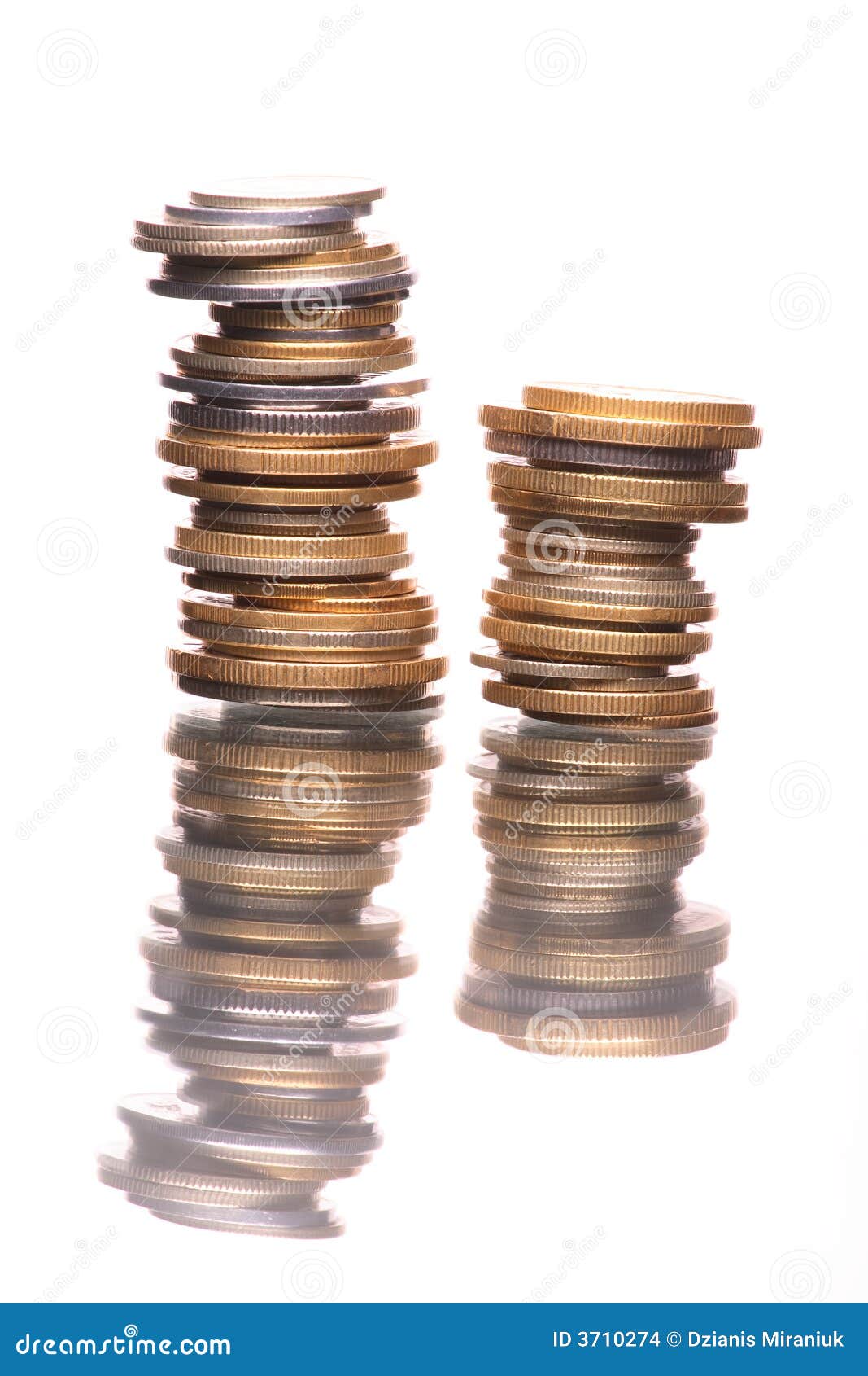 Stack of reflecting coins stock photo. Image of change - 3710274