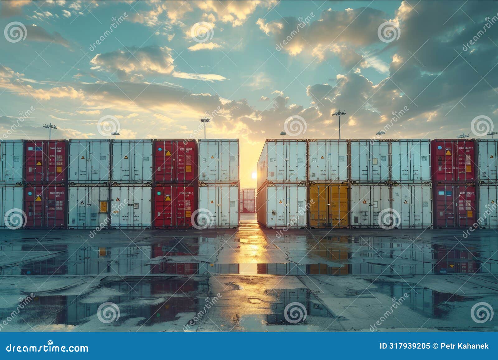 Stack of Refrigerated Shipping Containers in a Cargo Port, Highlighting ...