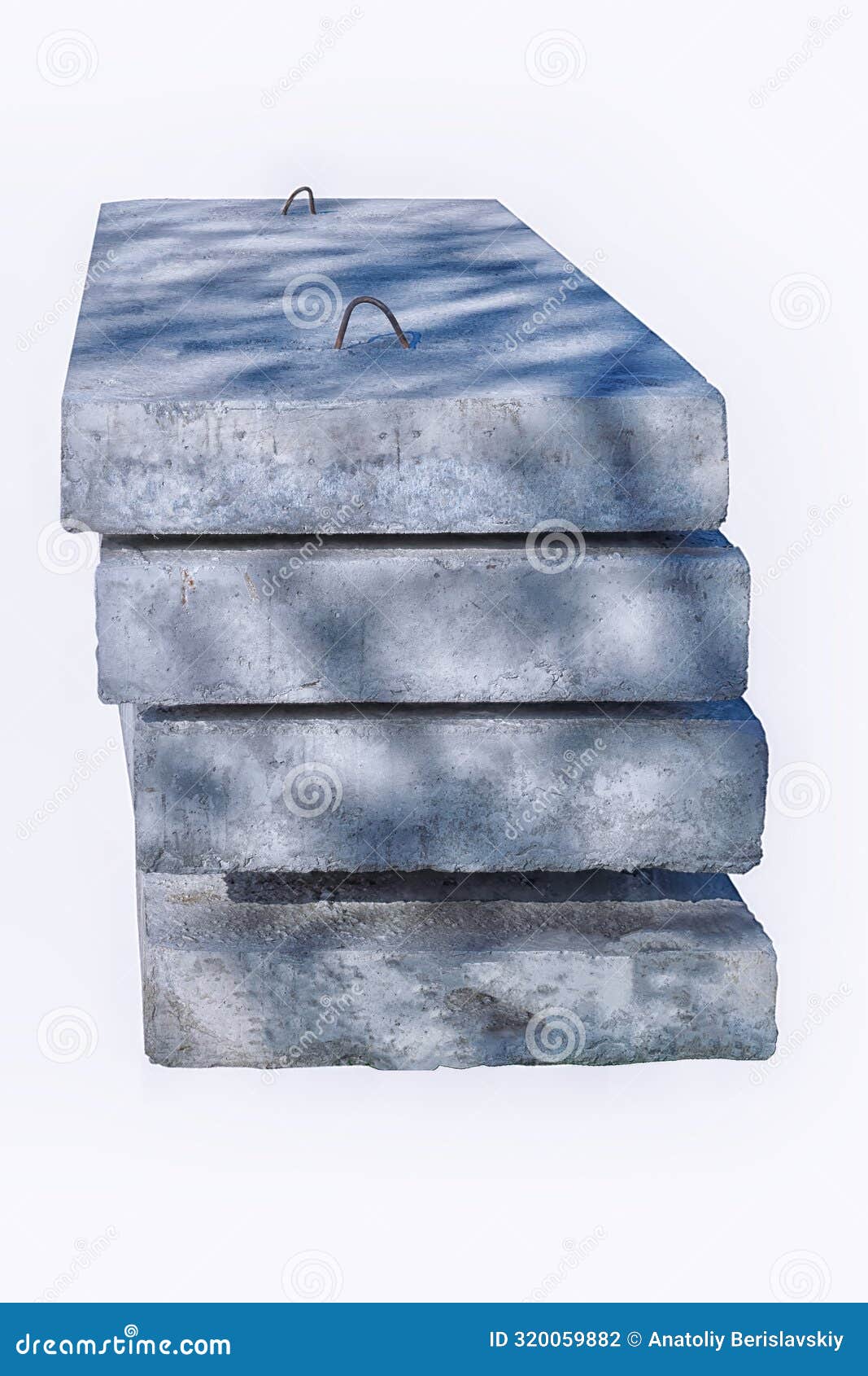 Stack of Reinforced Concrete Floor Slabs Isolate on a White Background ...