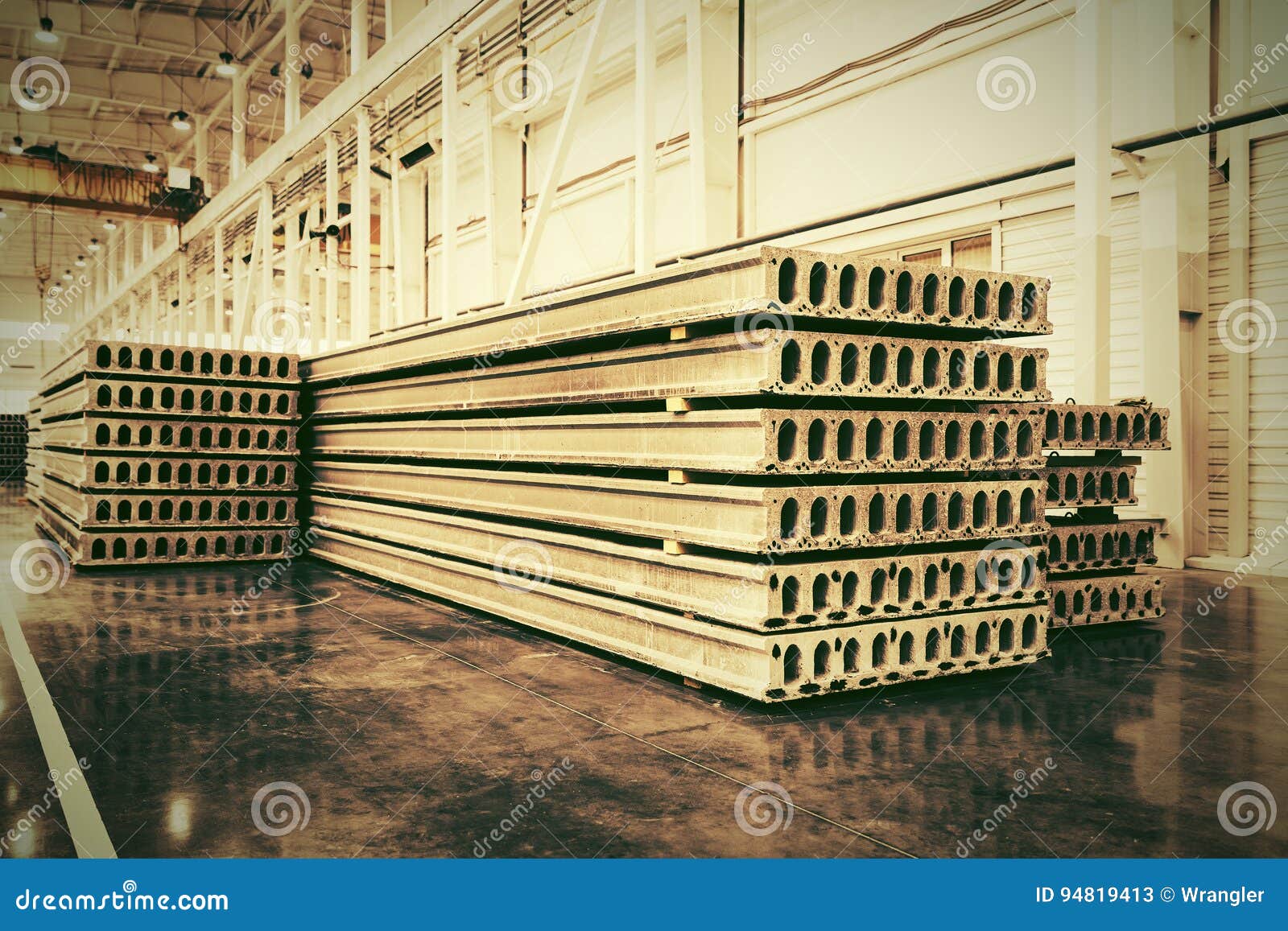 Stack Of Reinforced Concrete Slabs In A Factory Workshop Royalty-Free ...