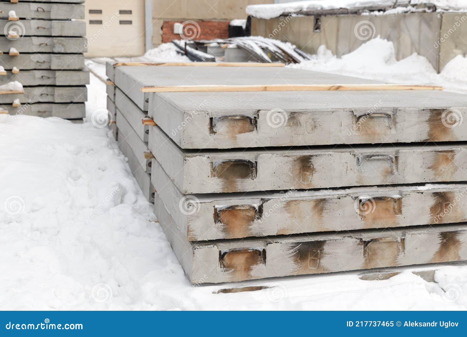 A Stack Of Reinforced Concrete Slabs Outdoors. Stock Image ...