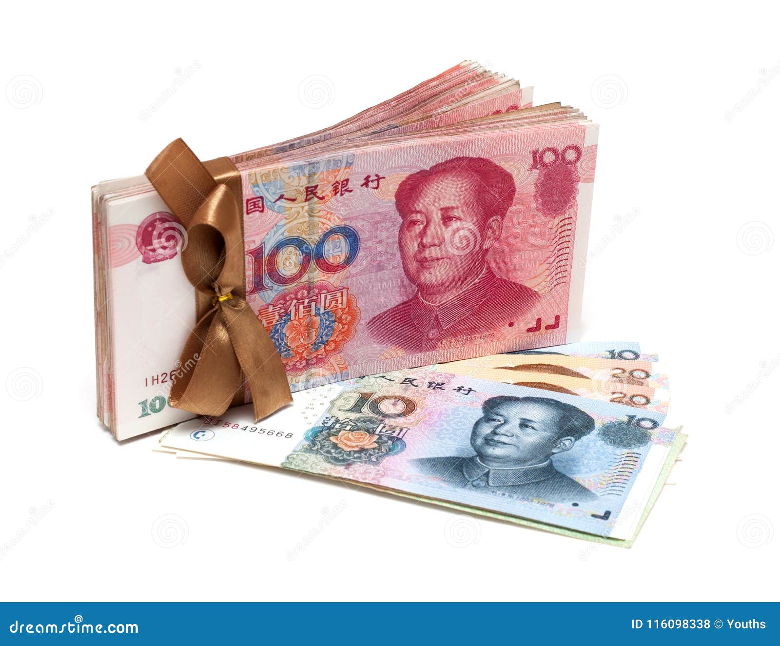 Stack of Renminbi Chinese Yuan Note Isolated on White Background Stock ...