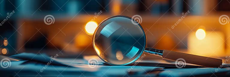 A Stack of Report Papers with a Magnifying Glass, Indicating Business ...