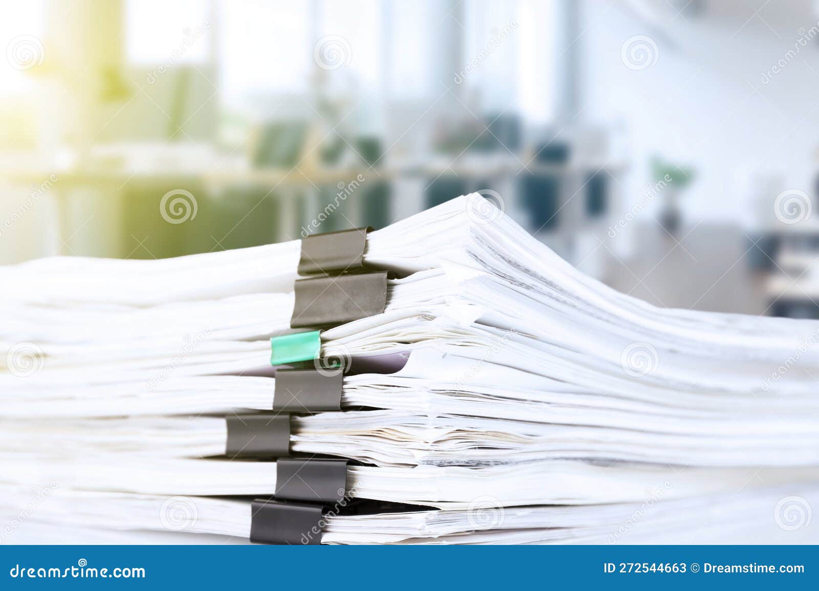 Stack of Reporting Paper Documents on a Business Table in the Office ...