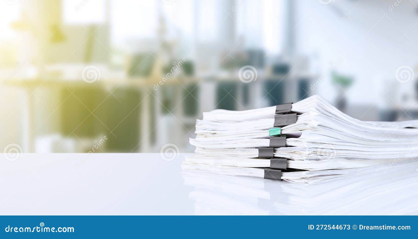 Stack of Reporting Paper Documents on a Business Table in the Office ...
