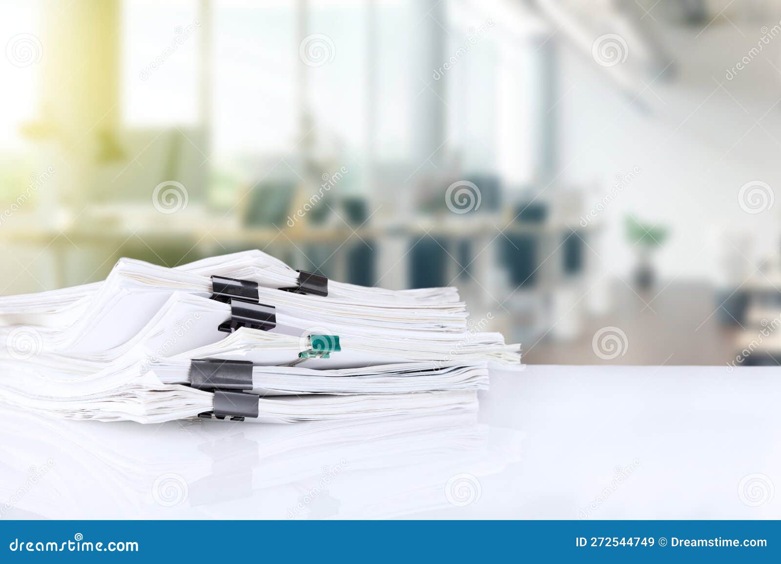 Stack of Reporting Paper Documents on a Business Table in the Office ...