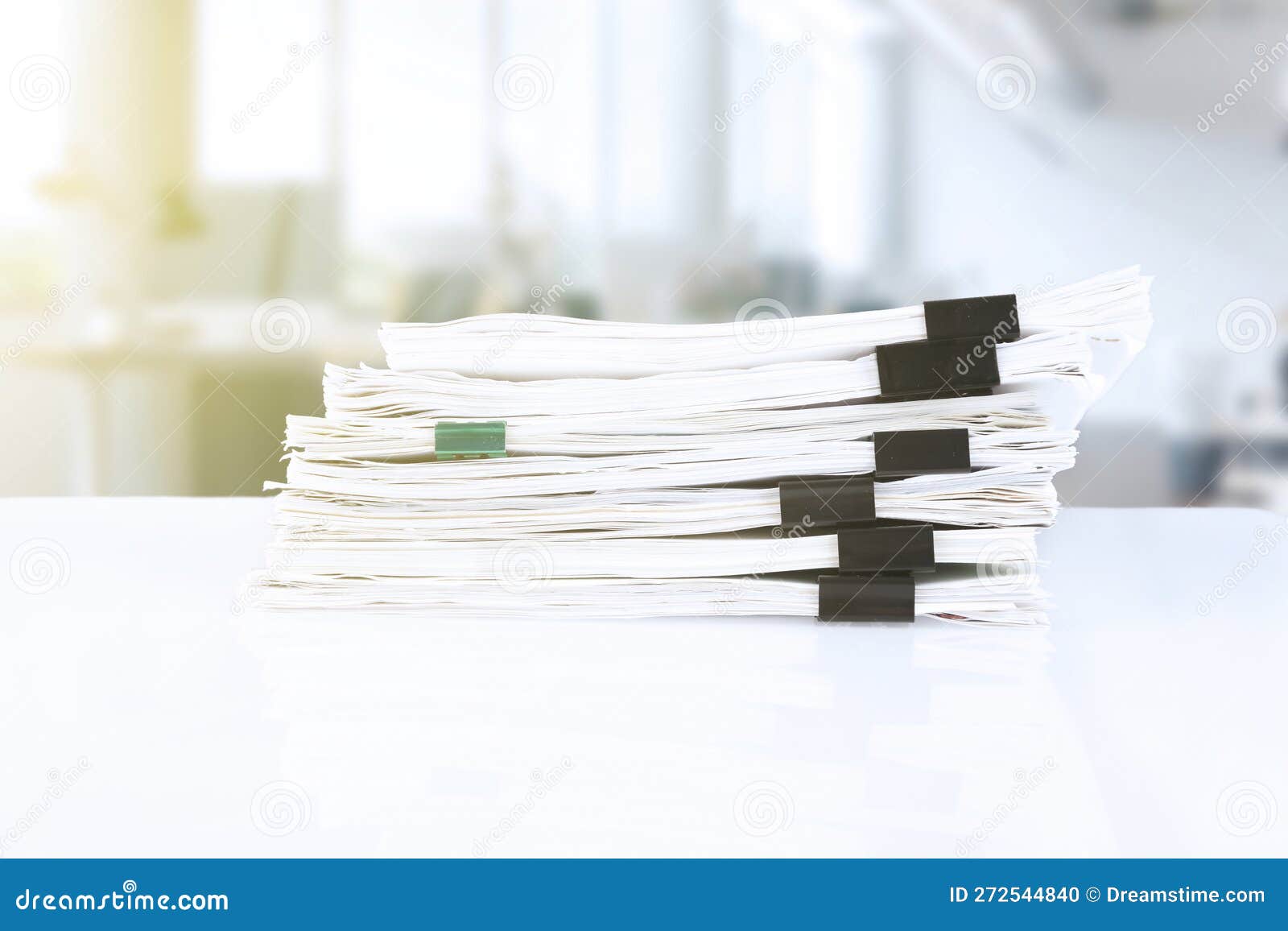 Stack of Reporting Paper Documents on a Business Table in the Office ...