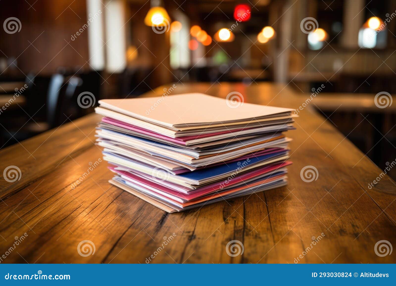 Stack of Restaurant Menus on Wooden Counter Stock Photo - Image of ...