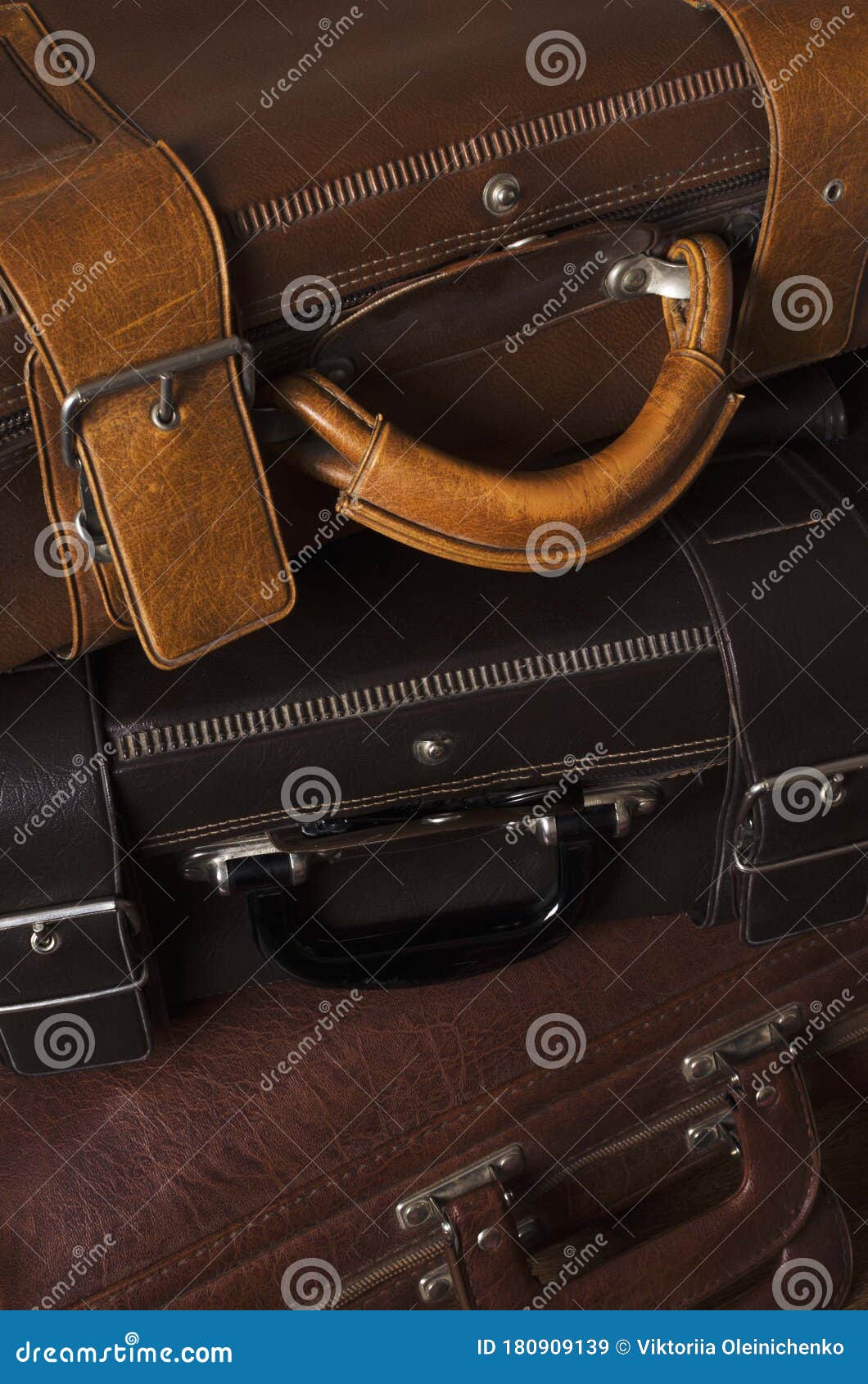 Stack of Retro Suitcases.Texture of Vintage Luggage Stock Image - Image ...