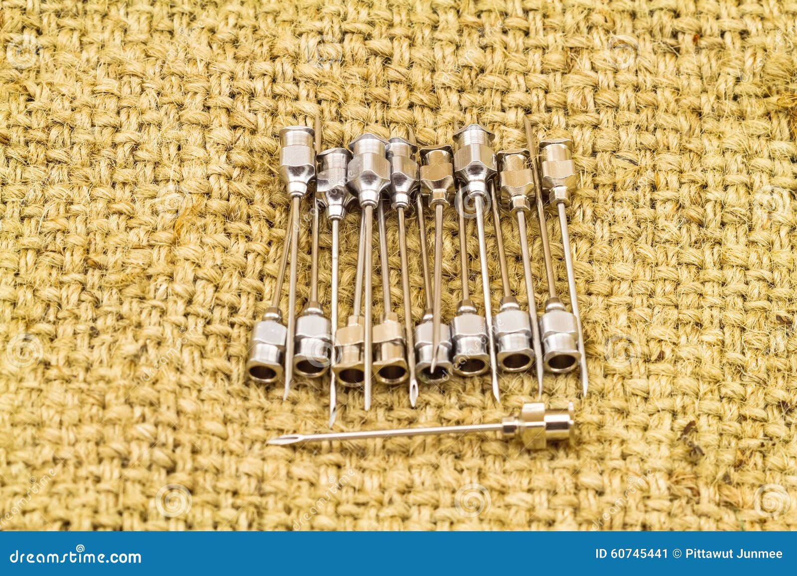 Stack of Reuse Iron Needle No.18 G for Drug Needle on Brown Sac Stock ...