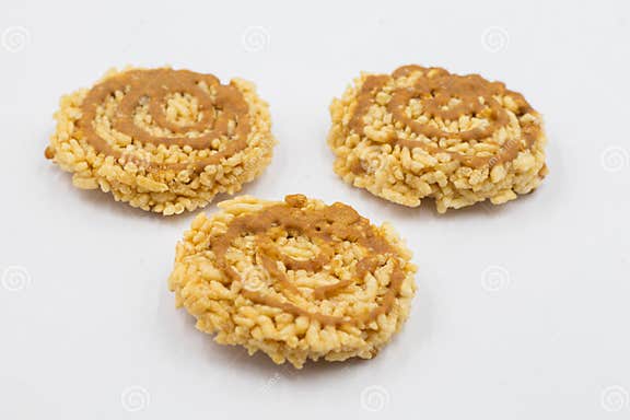 Stack of Rice Cracker, Rice Cracker with Coconut Palm Sugar Stock Photo ...