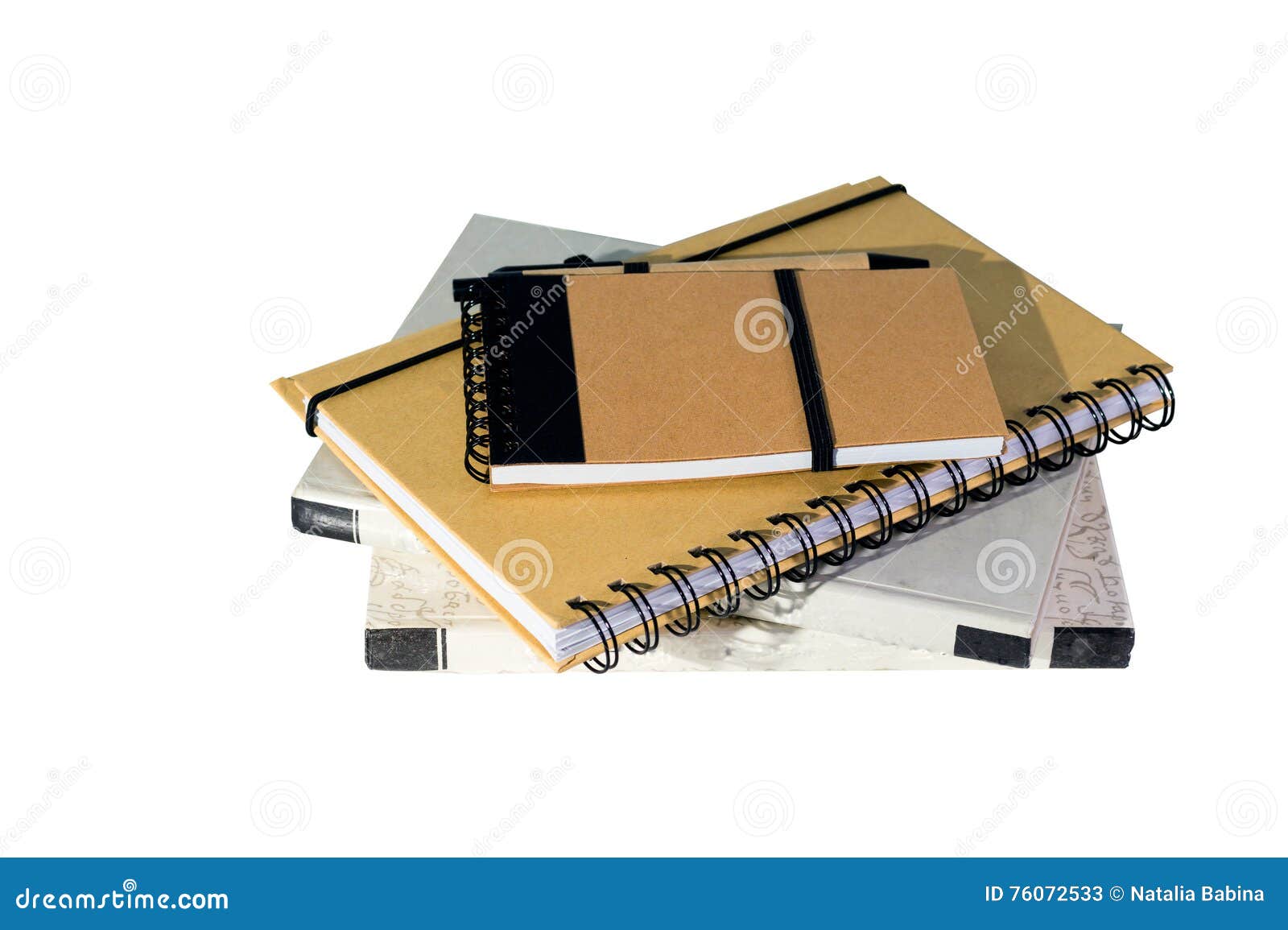 Stack of Ring Binder Book or Brown Notebook Isolated on White ...