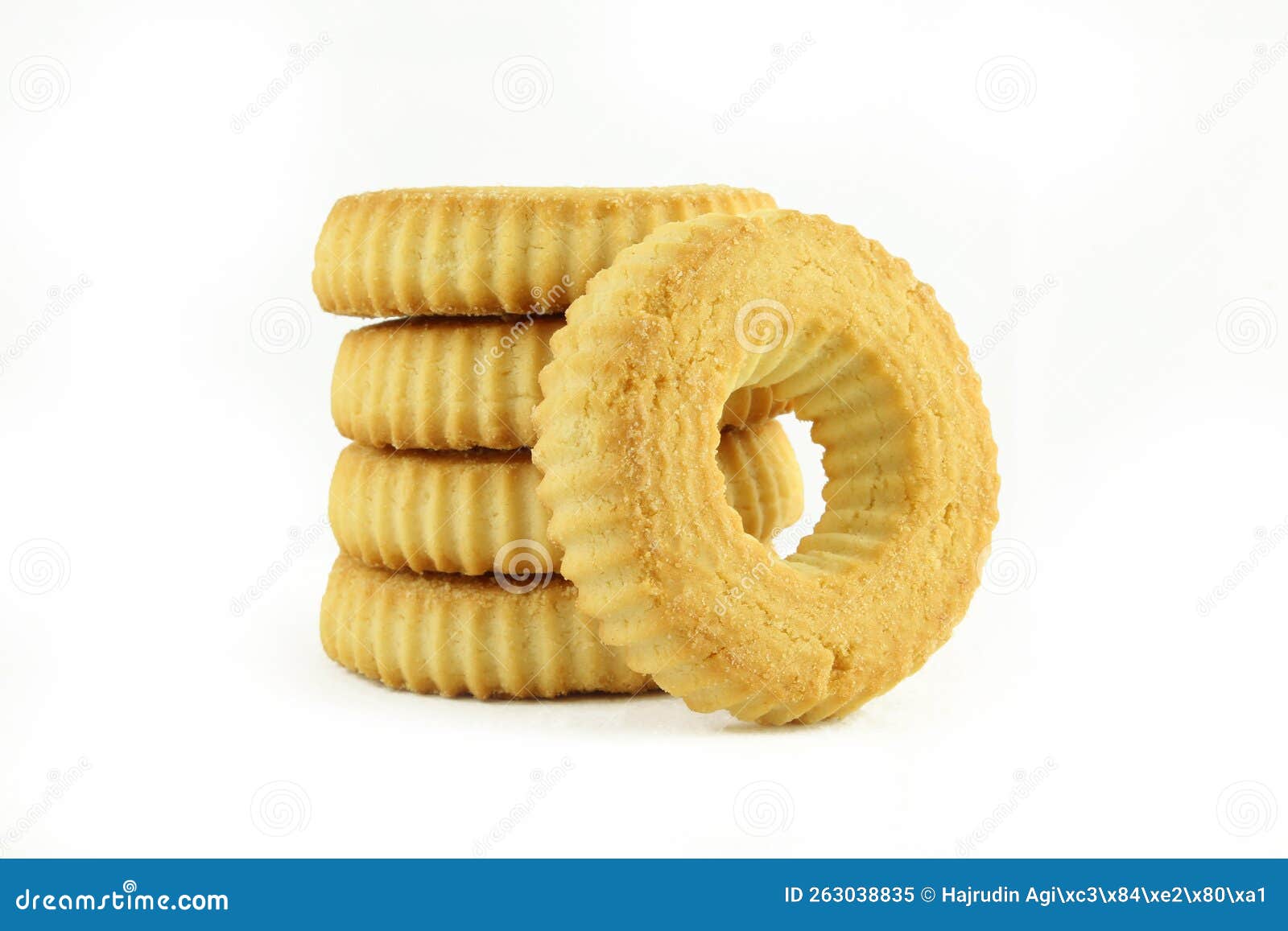 Stack of Ring Shaped Tea Cookies Isolated on White Background Stock ...