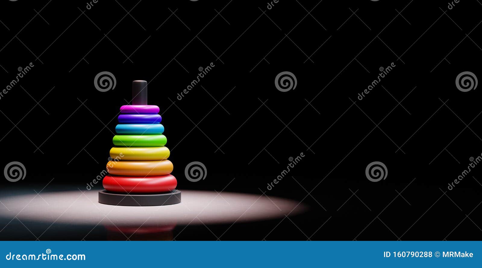 Stack of Rings in Ascending Order Spotlighted on Black Background Stock ...