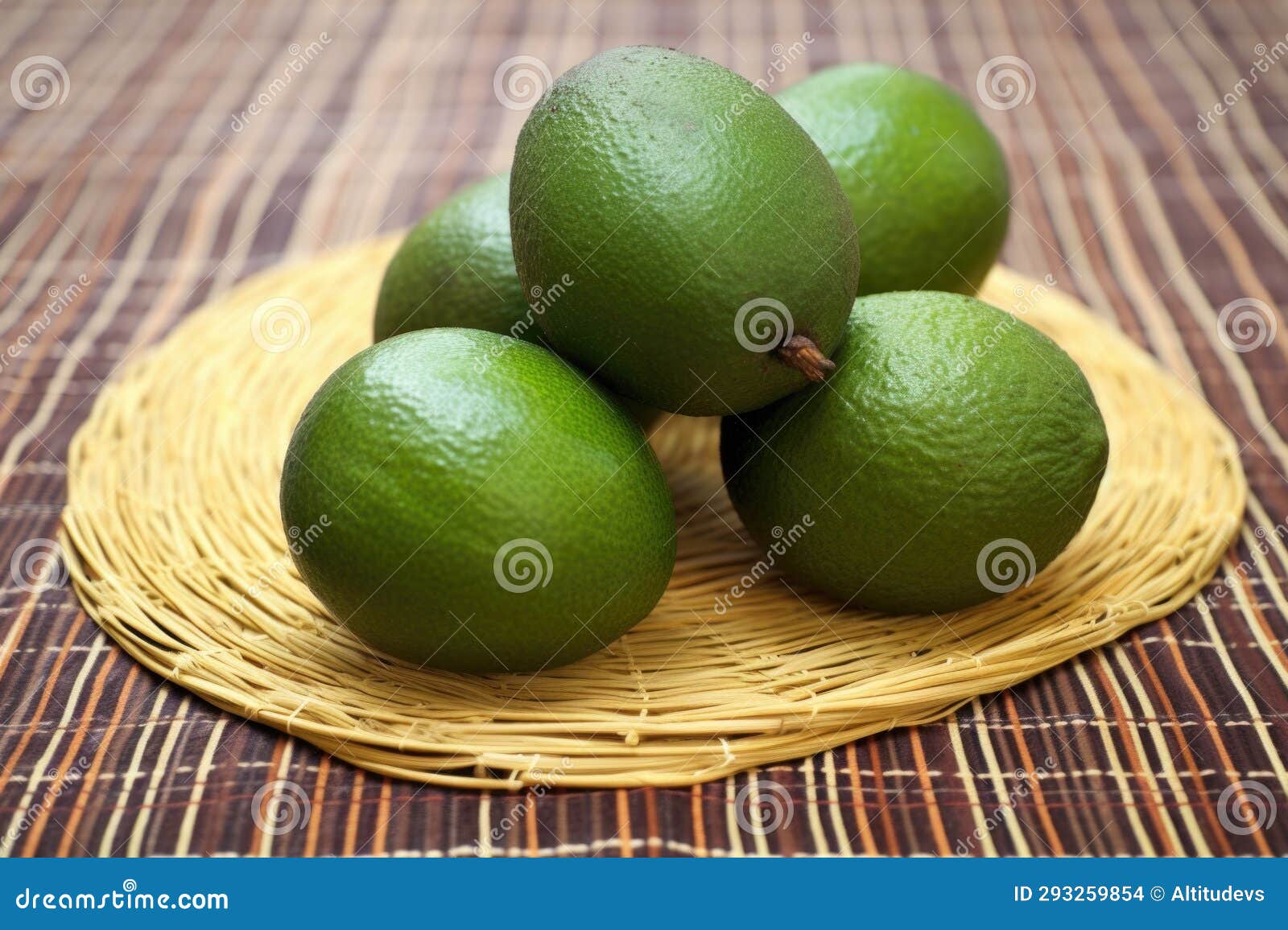 A Stack of Ripe Avocados on a Woven Mat Stock Photo - Image of natural ...