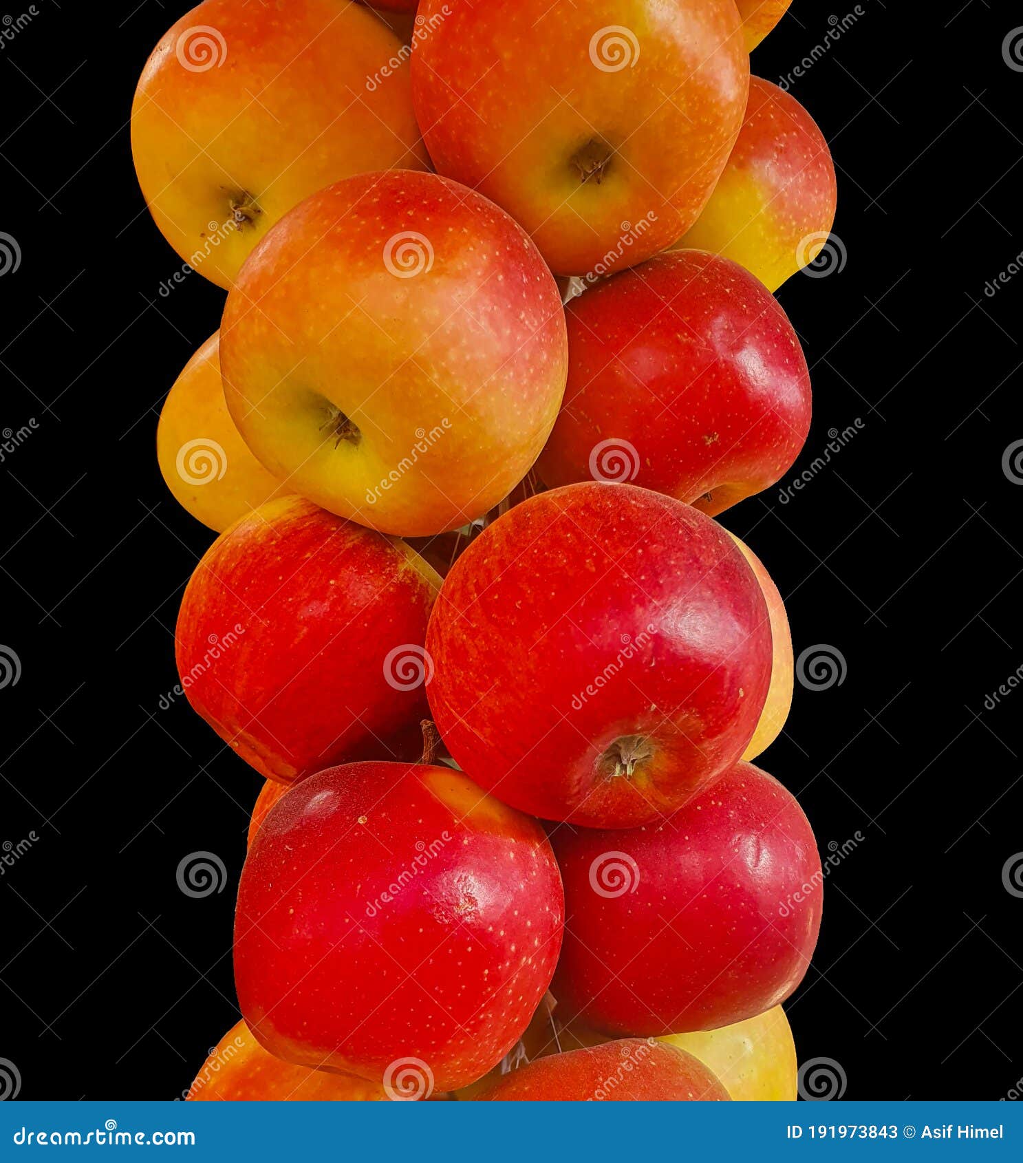 Stack of Ripe Red South Asian Apples Hanging with a Black Background ...