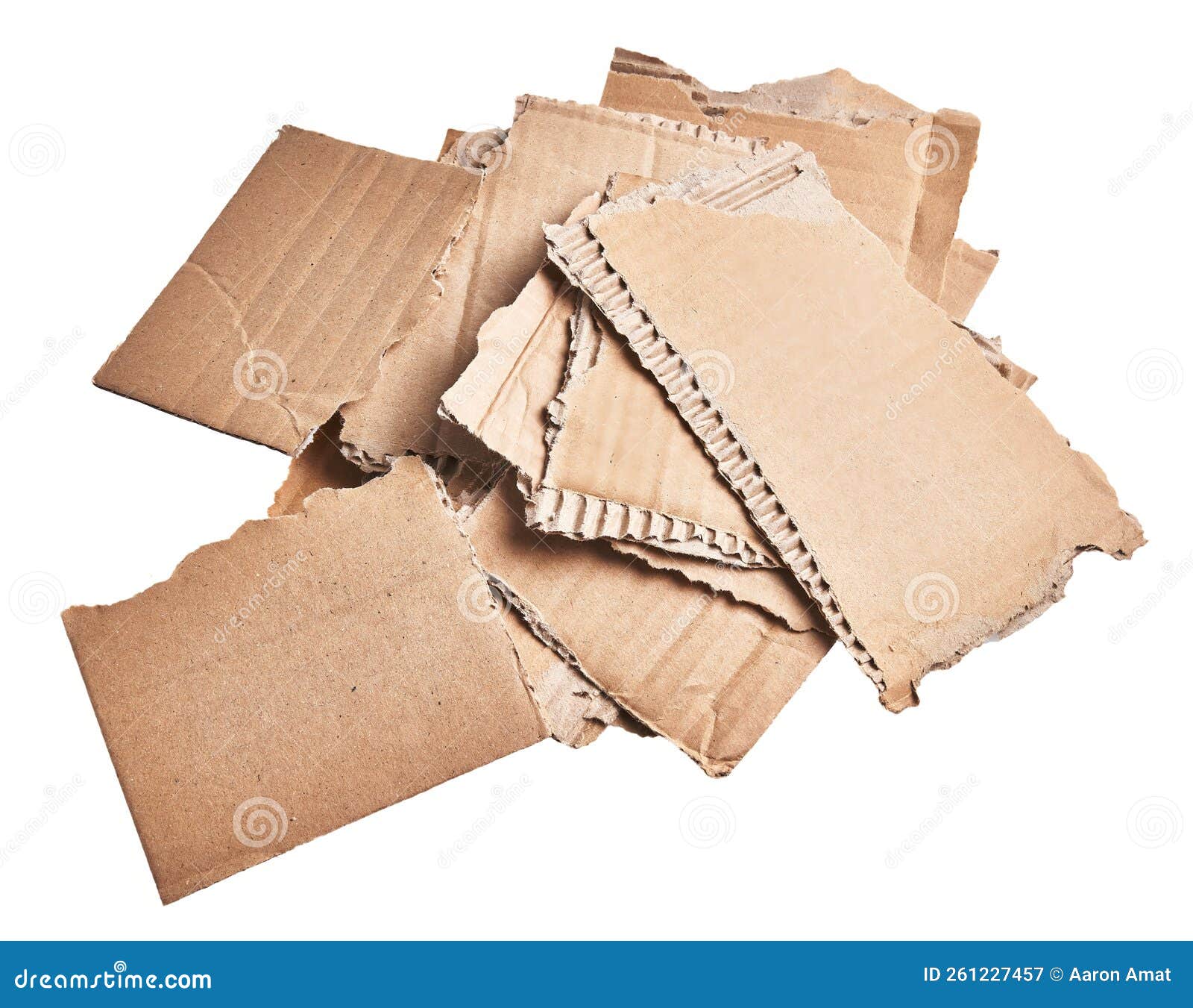 Stack of Ripped Pieces of Cardboard Material Over Isolated White ...