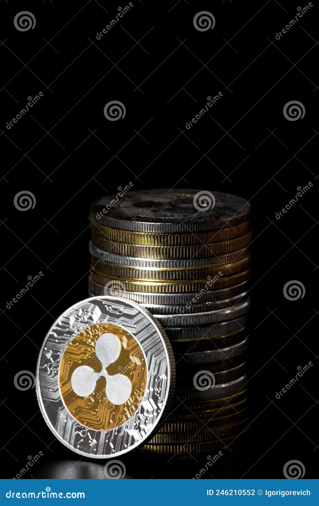 Stack of ripple coins editorial photography. Image of global - 246210552