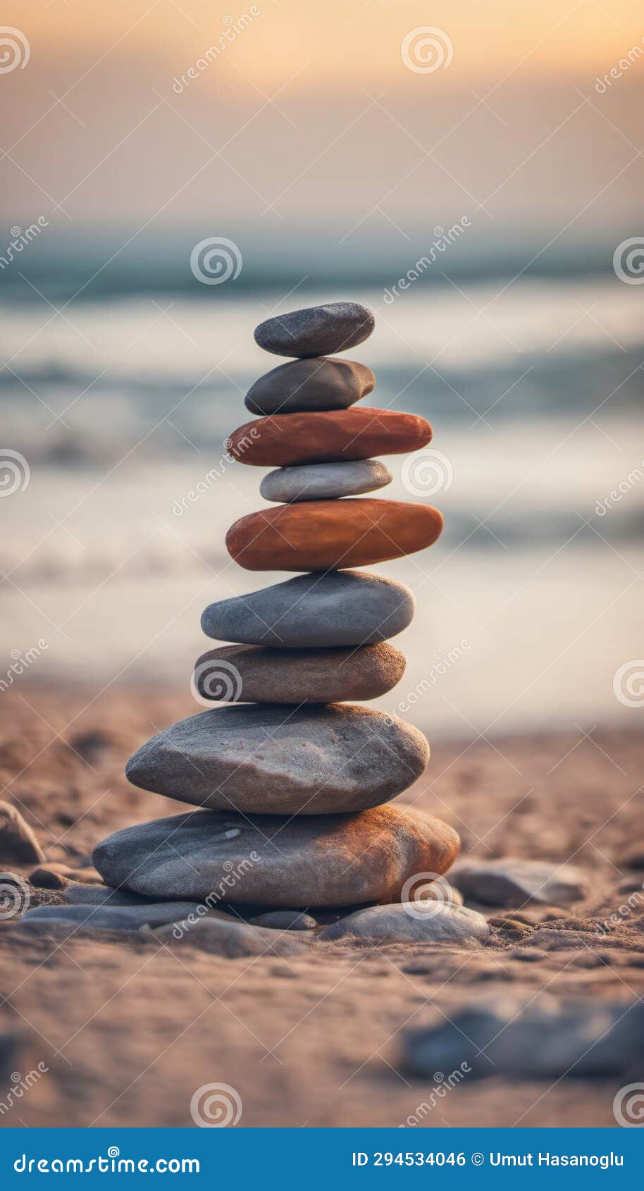 Stack of Rocks on Balance on a Beach Generative Ai Stock Illustration ...