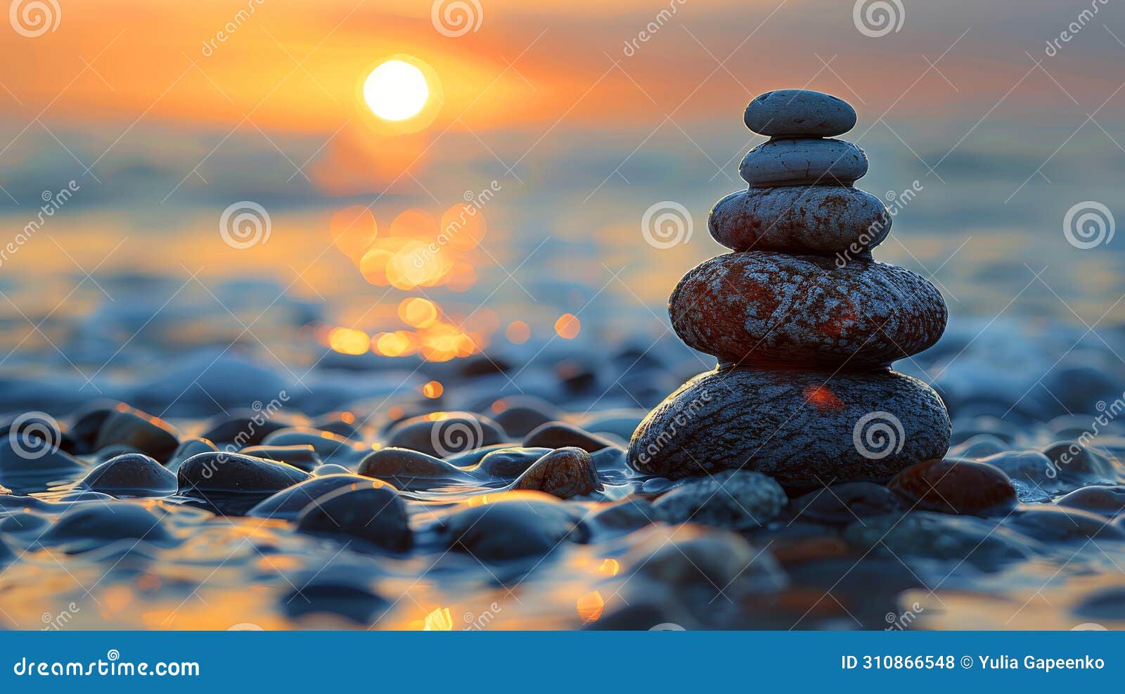 Stack of Rocks Balanced on Body of Water Stock Photo - Image of ...