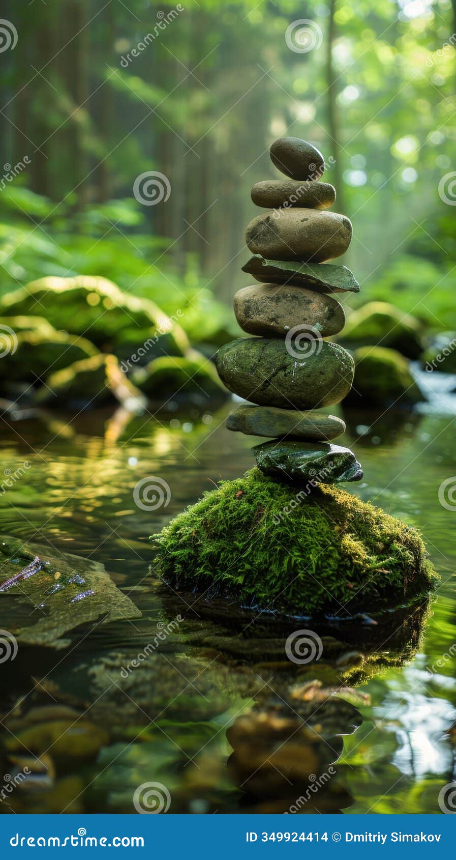 A Stack of Rocks is Balanced on Top of Each Other in a Forest Stock ...
