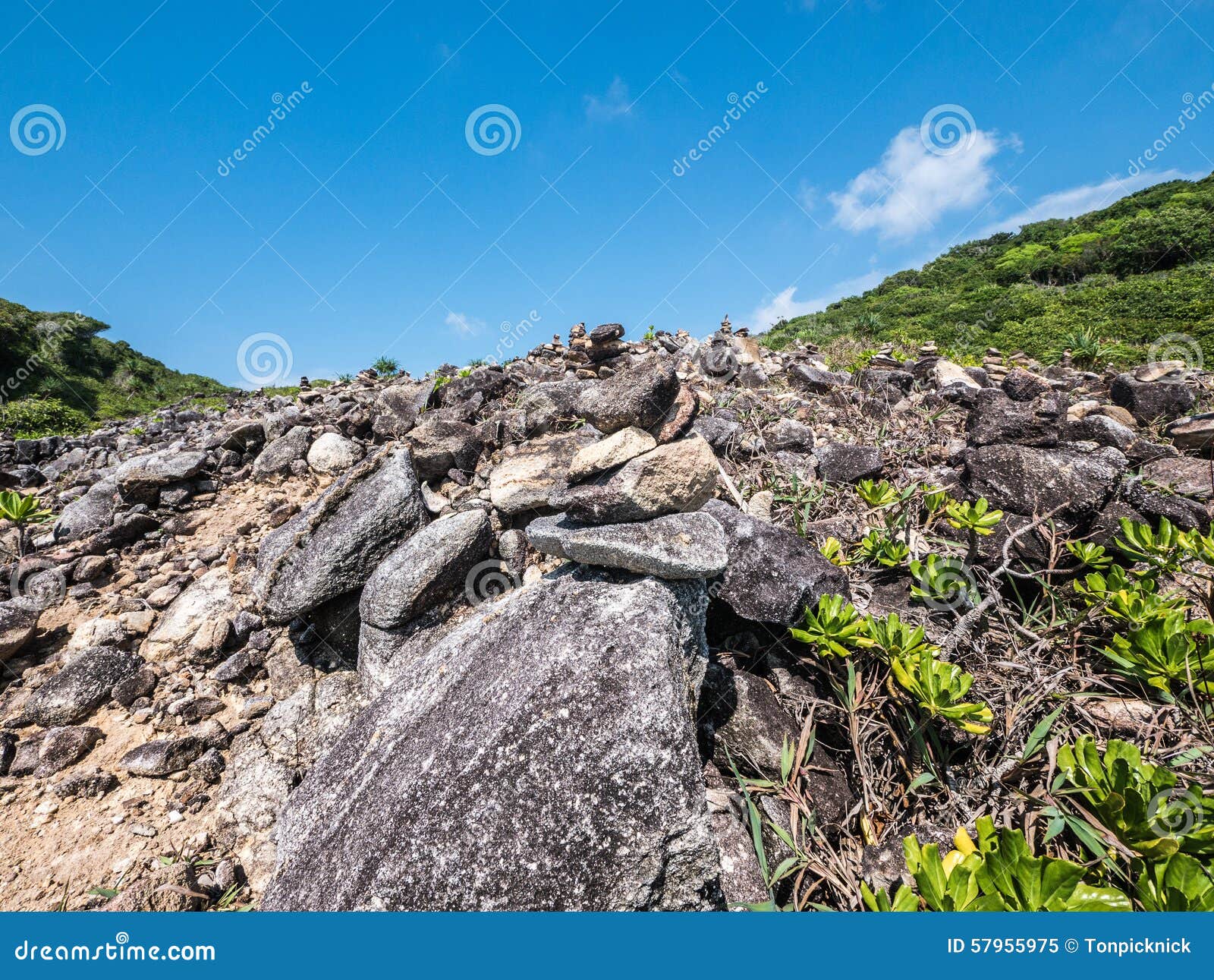 Stack of Rocks for Blessing at Koh Tachai Stock Image - Image of ...