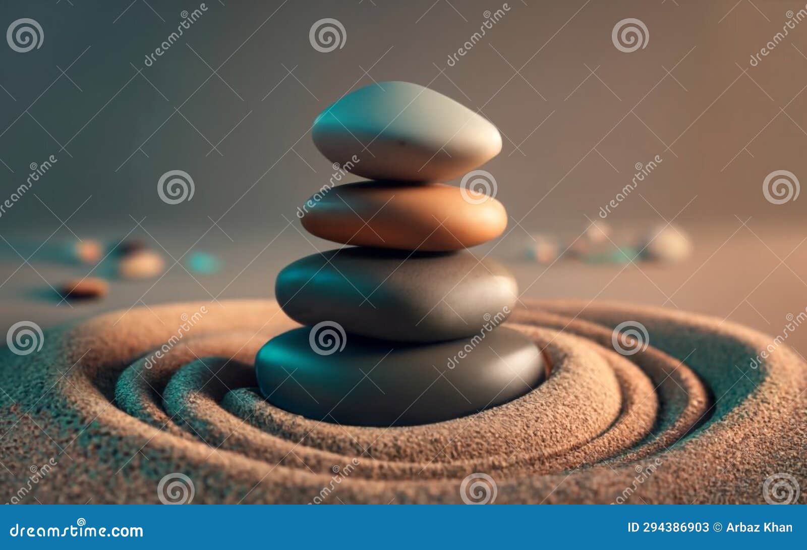 Stack of Rocks in a Circle of Sand: a Symbol of Balance and Harmony ...
