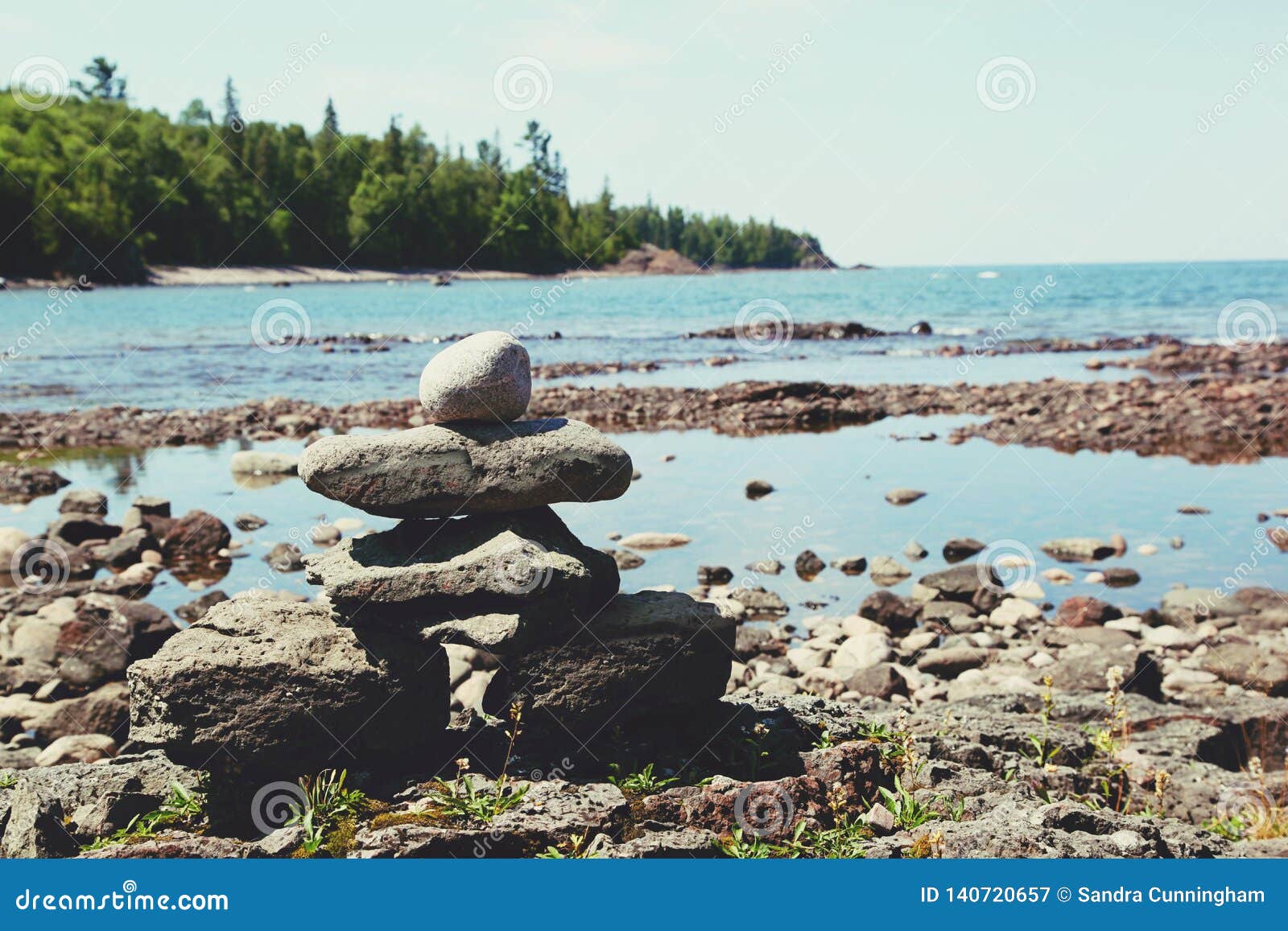 Stack of Rocks on the Coast of Lake Superior Stock Image - Image of ...