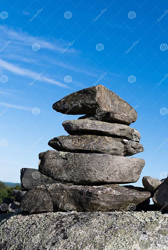 Stack of Rocks upon a Large Boulder Stock Photo - Image of rocks, pile ...