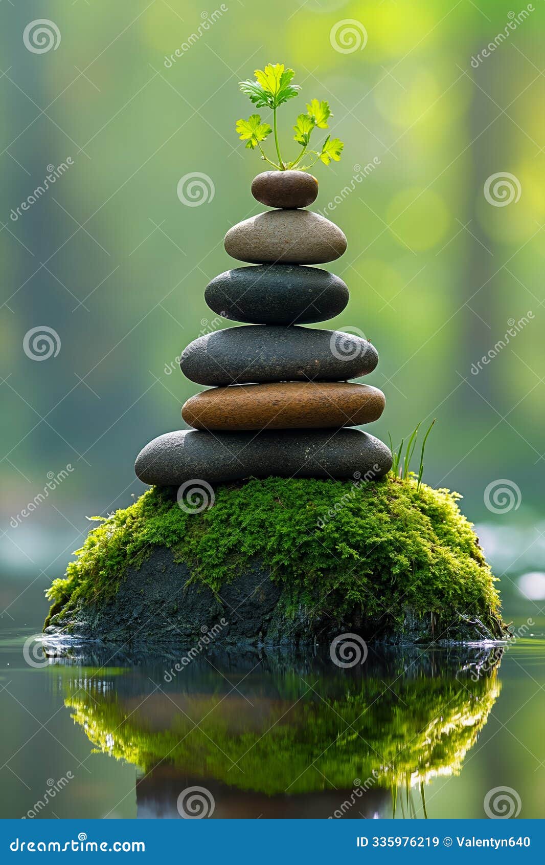 A Stack of Rocks with a Plant Growing Out of it Stock Image - Image of ...