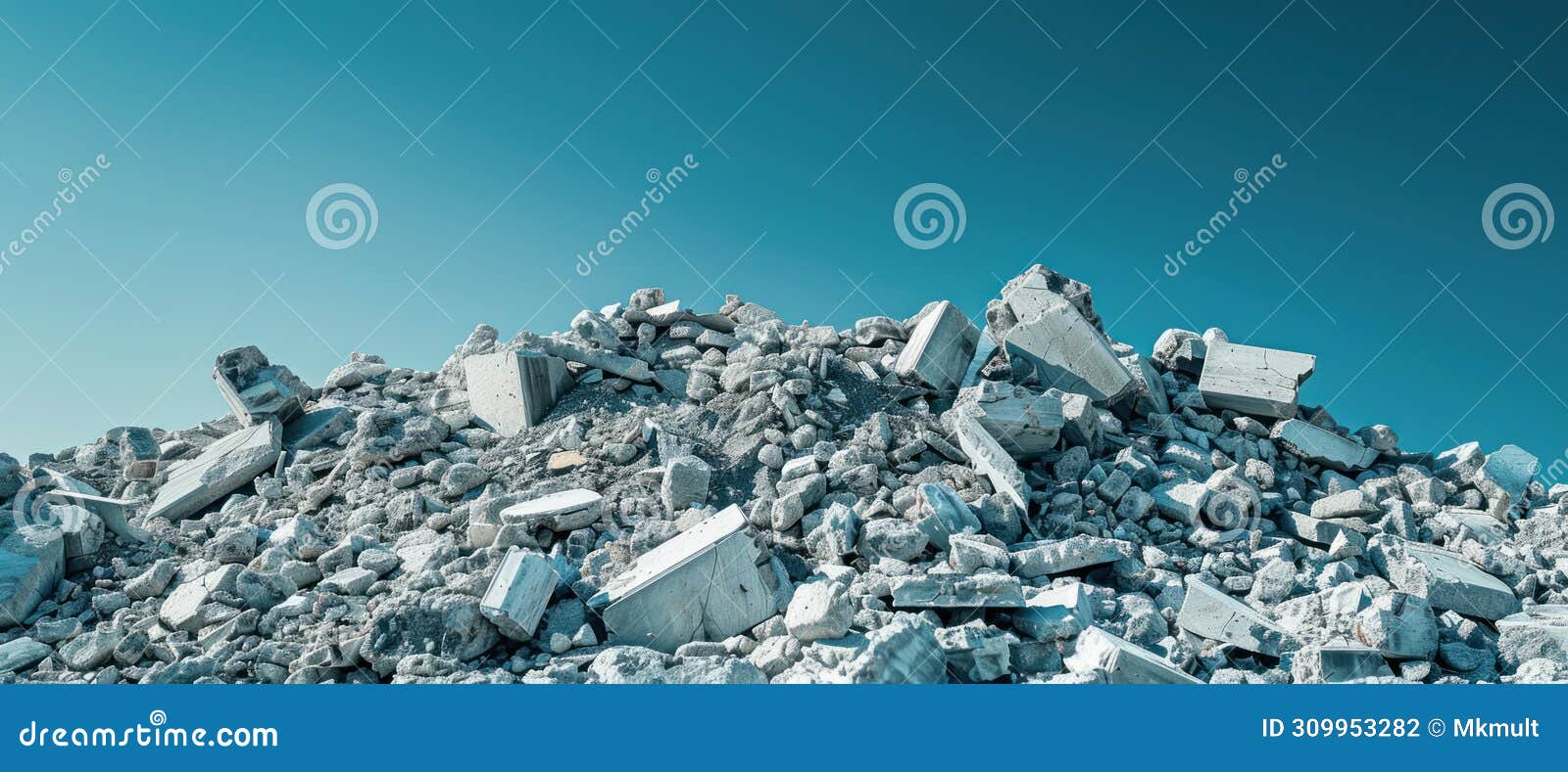Stack of Rocks and Rubble Against Blue Sky Stock Photo - Image of ...