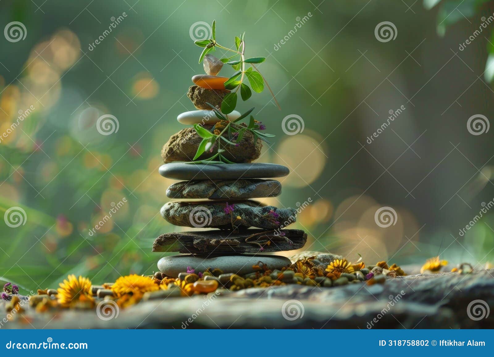 A Stack of Rocks Supporting a Plant Growing Out of it in a Unique ...