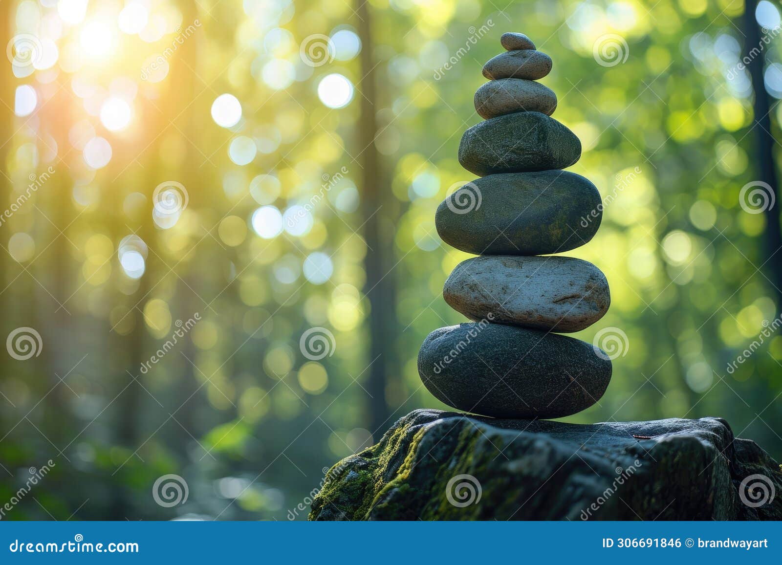 Stack of Rocks on a Tree Stump. Stock Illustration - Illustration of ...
