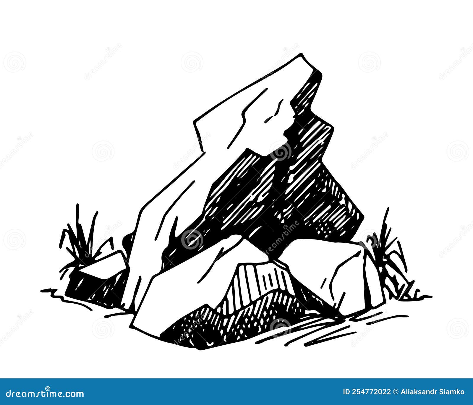 Stack of Rocks, Vector Illustration, Black and White, Hand Drawn ...