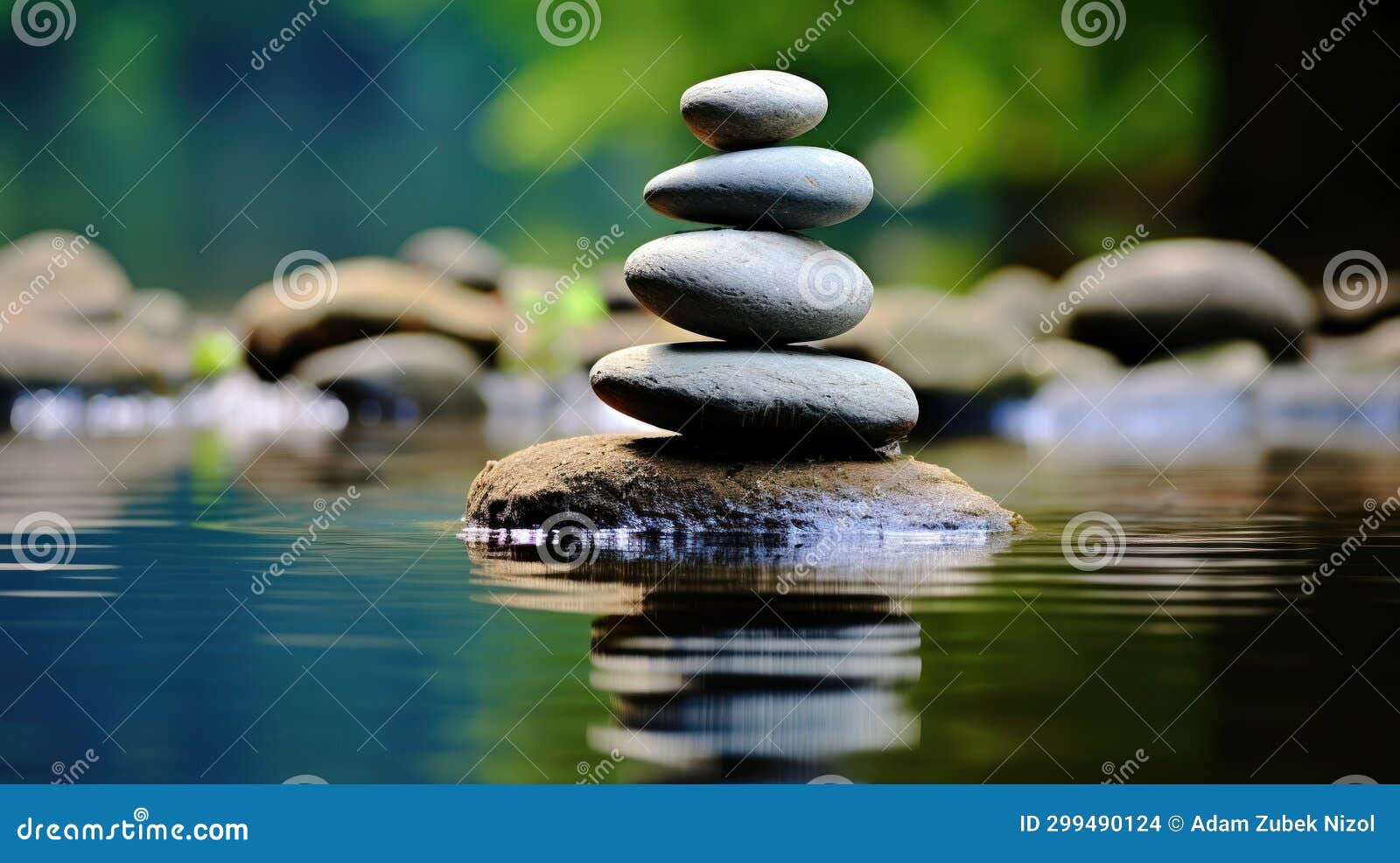 A stack of rocks in water stock illustration. Illustration of serene ...