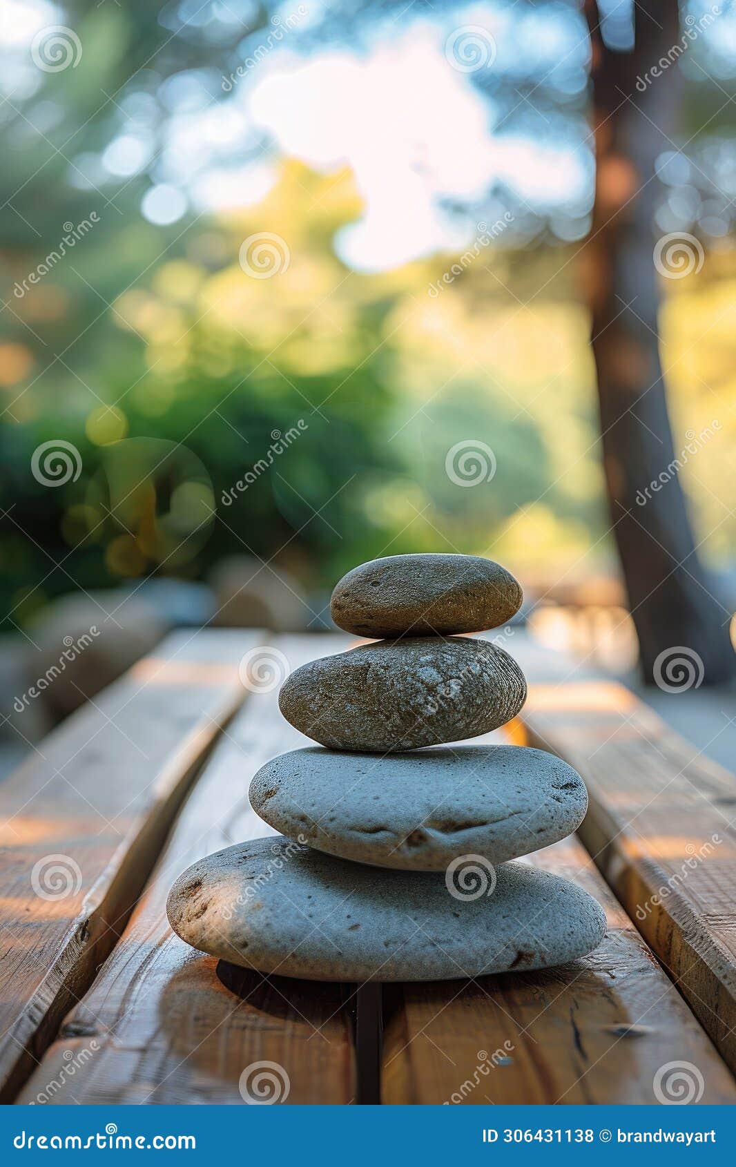 Stack of Rocks on Wooden Table Stock Illustration - Illustration of ...