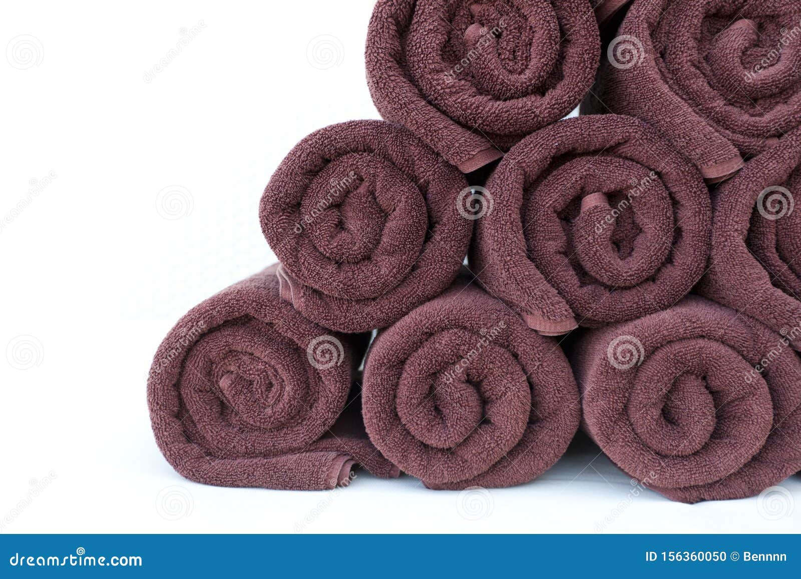 Stack Roll of Bath Towels on Table Stock Photo - Image of fashion ...