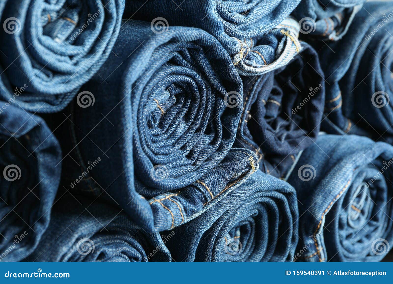 Stack Rolled Jeans Texture on Whole Background Stock Image - Image of ...