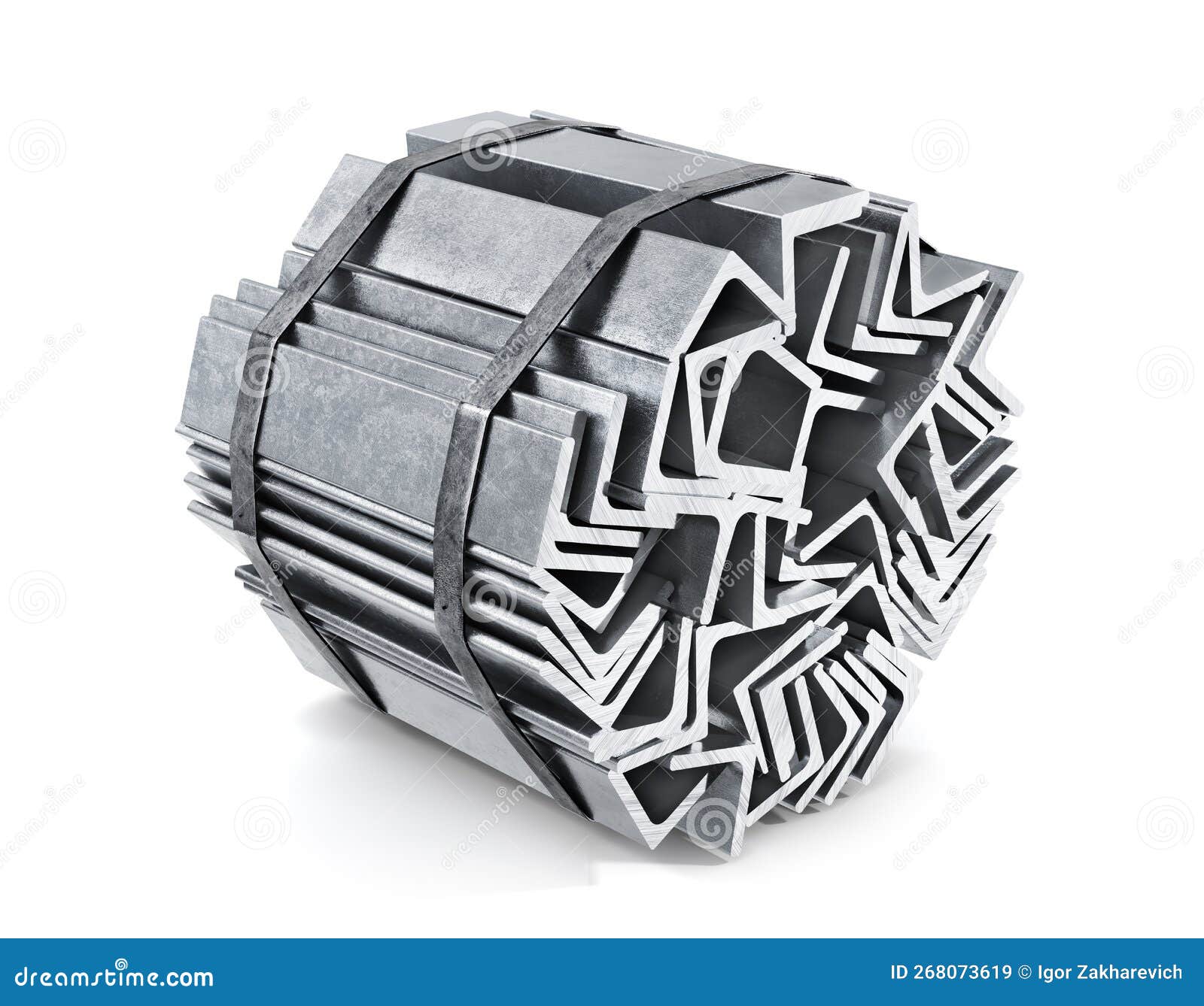 Stack of Rolled Metal Isolated on a White Background. 3d Stock ...