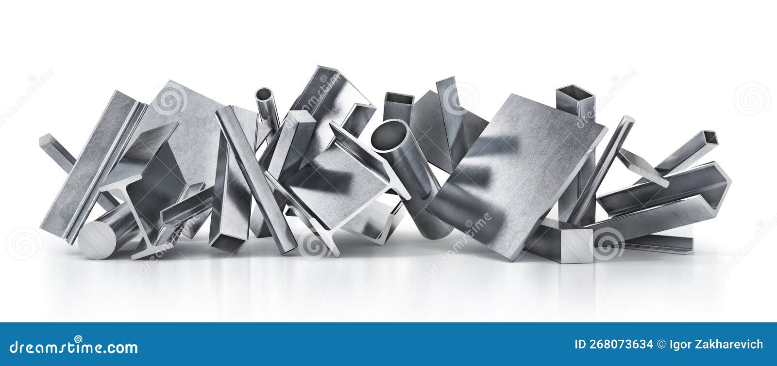 Stack of Rolled Metal Isolated on a White Background. 3d Stock ...