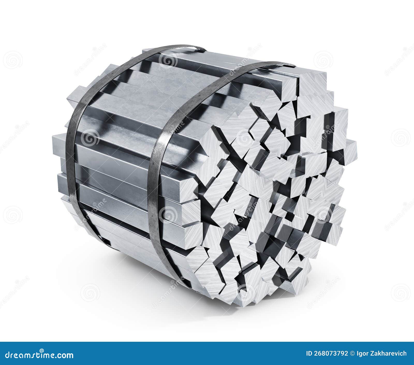 Stack of Rolled Metal Isolated on a White Background. 3d Stock ...