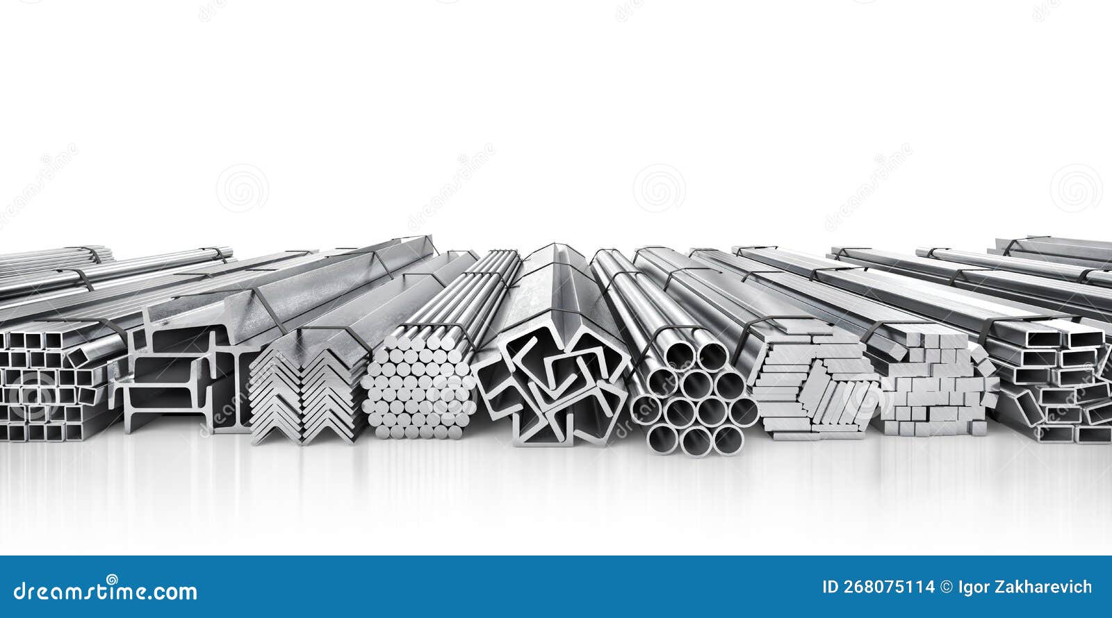 Stack of Rolled Metal Isolated on a White Background. 3d Stock ...
