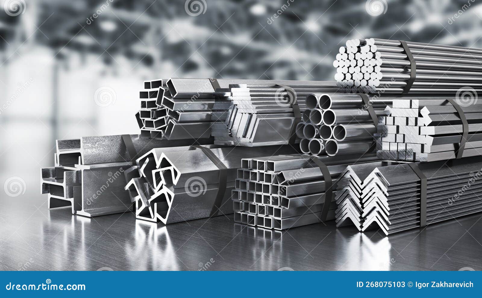 Stack of Rolled Metal on a Metal Background. 3d Stock Illustration ...