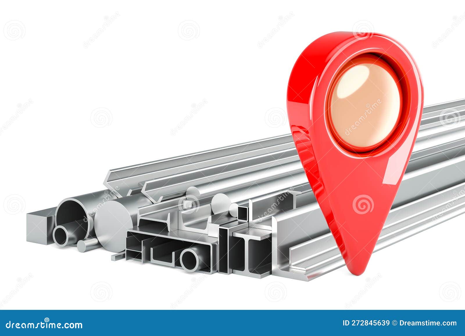 Stack of Rolled Metal Products with Map Pointer, 3D Rendering Stock ...