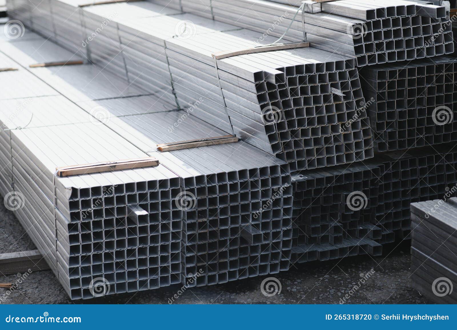 Stack of Rolled Metal Products, Perspective View of Steel Pipes of ...